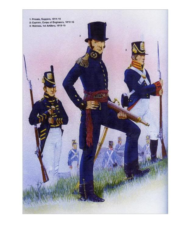 U.S. Army- War of 1812- 1. Private, Sappers, 1814-15- 2. Captain, Corps ...